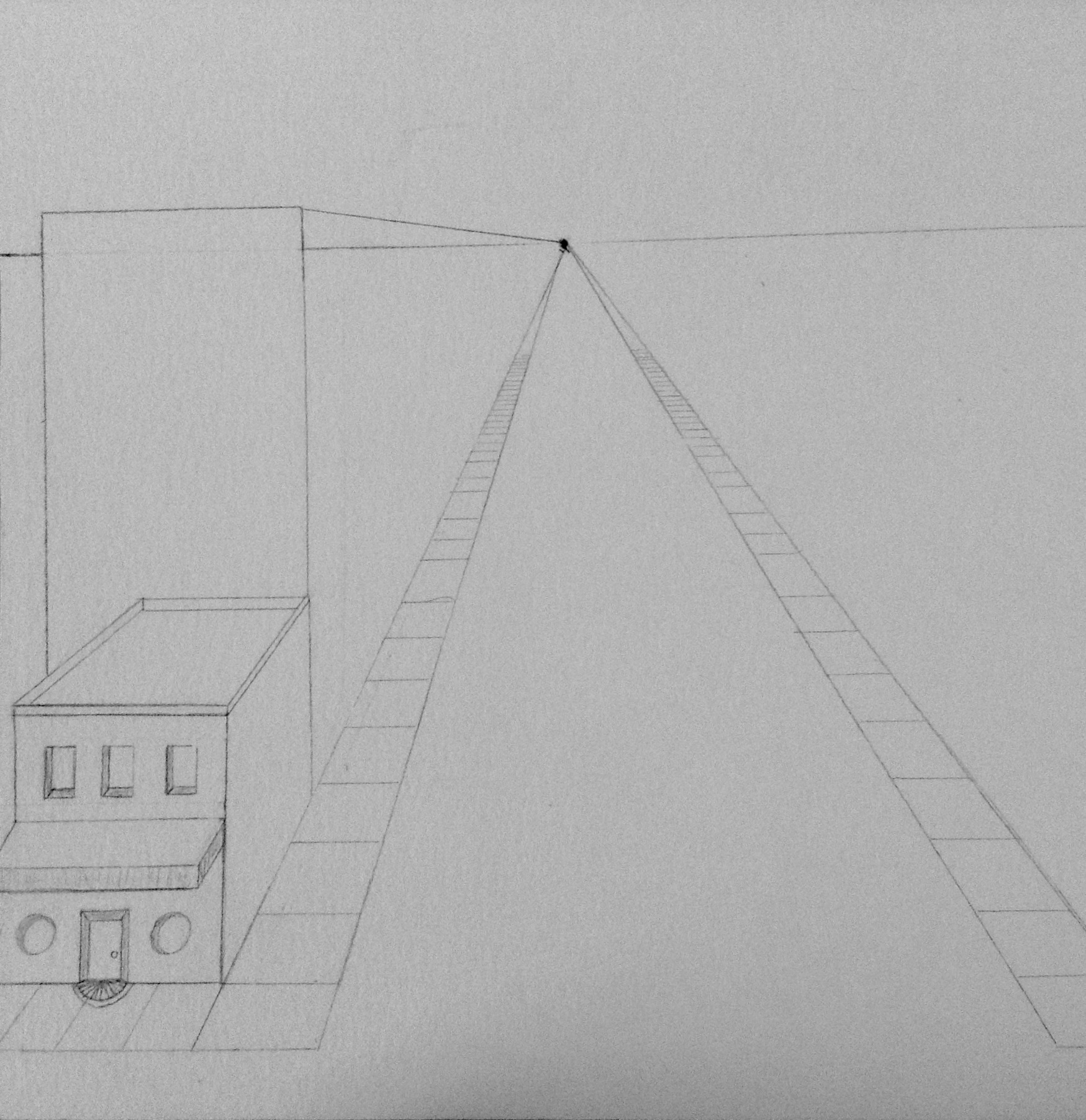 1 Point Perspective Cityscape Inside The Outline